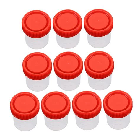 Garneck 10pcs 60ml Specimen Containers Sample Bottle With Lid Printed