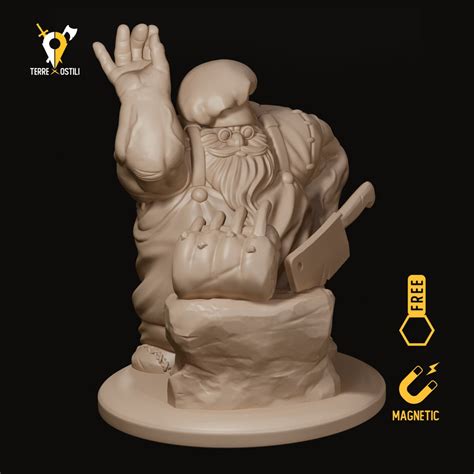 Dwarf Chef Butcher Miniature 3d Compatible With Dungeons And Dragons Dnd Pathfinder And Other