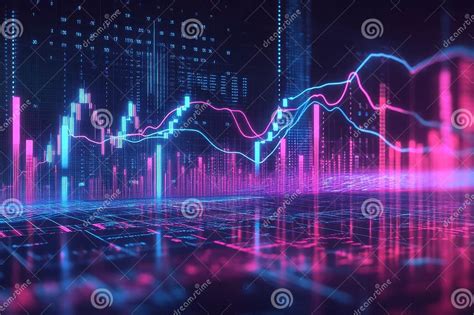 An Image Featuring A Digital Financial Data Visualization With Glowing Charts Stock