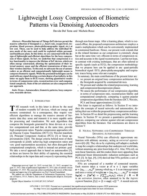 autoencoder ecg 2015 2304 ieee signal processing letters vol 22 no