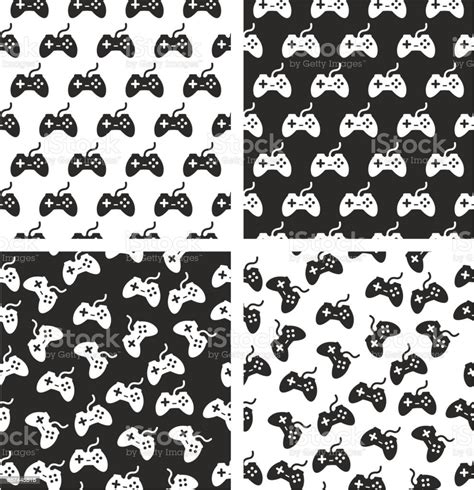 Gaming Joystick Aligned Random Seamless Pattern Set Stock Illustration Download Image Now Istock
