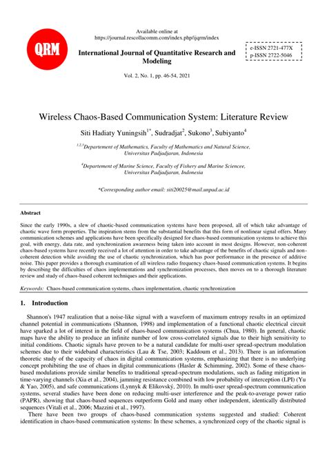 Pdf Wireless Chaos Based Communication System Literature Review