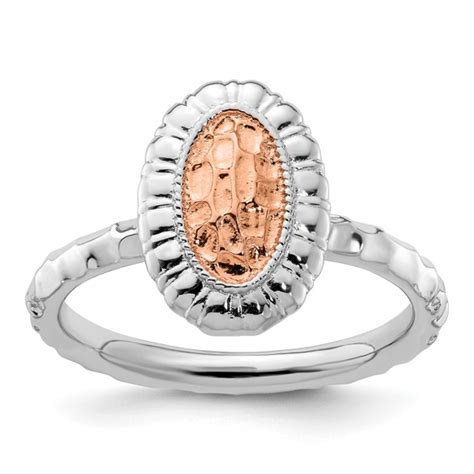 18kt Rose Gold Plated Sterling Silver Stackable Oval Ring Qsk1608