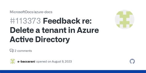 Feedback Re Delete A Tenant In Azure Active Directory · Issue 113373
