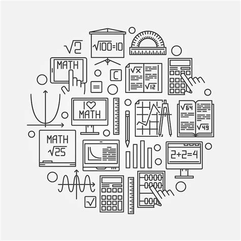Premium Vector Math Vector Concept Round Illustration In Outline Style