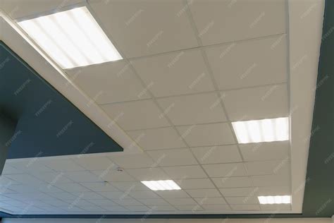 Premium Photo Square Lamp On A White Office Ceiling Interior Design