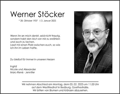 Traueranzeigen Von Werner Stöcker Wirtrauern