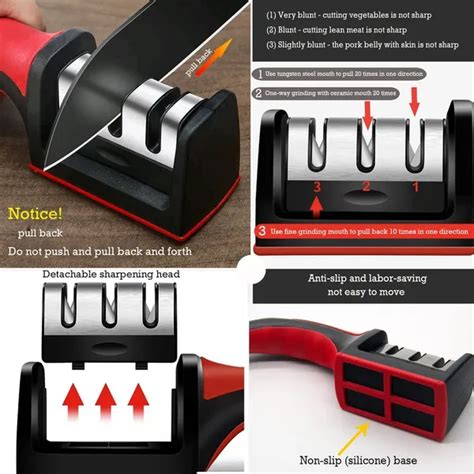 Manual Knife Sharpener With 3 Stage Knife Sharpening Sections Sy Bazzar