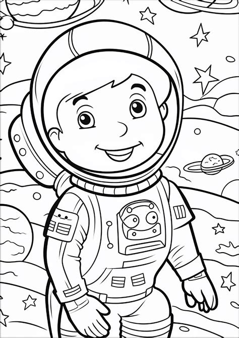 Pequeño Astronauta En El Espacio Páginas De Espacio Galaxia