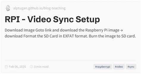 RPI Video Sync Setup