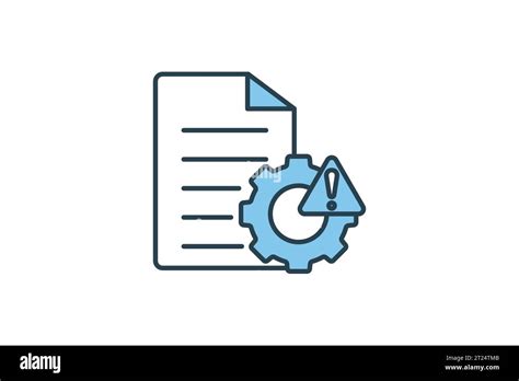 Error Report Icon Document With Gear And Exclamation Mark Icon