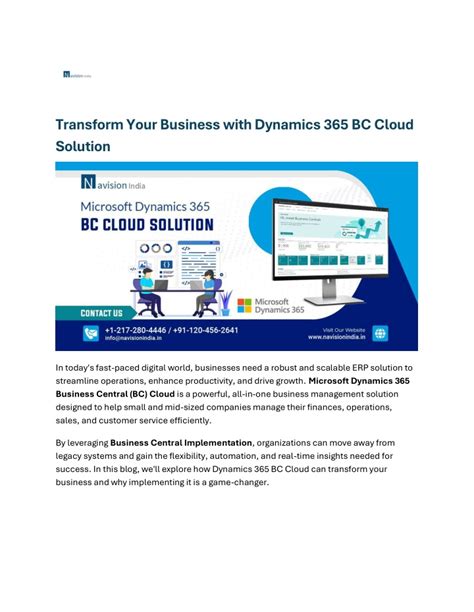 Ppt Transform Your Business With Dynamics 365 Bc Cloud Solution Powerpoint Presentation Id