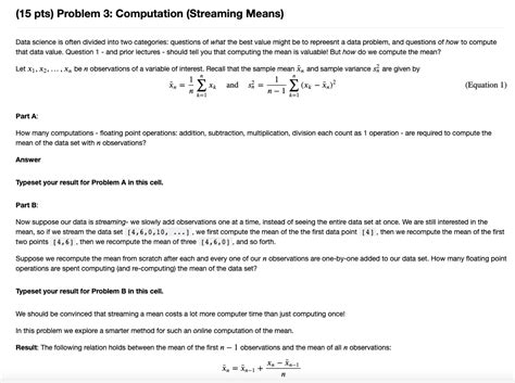 Solved 15 Pts Problem 3 Computation Streaming Means