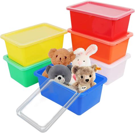 Amazon Com Plastic Storage Bins With Lids 6 Pack Stackable Storage Containers 5 Qt Clear