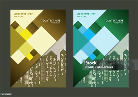 브로슈어 서식 파일의 레이아웃 디자인입니다 카탈로그 잡지 플라이어입니다 건물 도시 개념입니다 시 창작 파노라마 마을이 나 도시에 대 한 완벽 한 관련 그림 0명에 대한 스톡