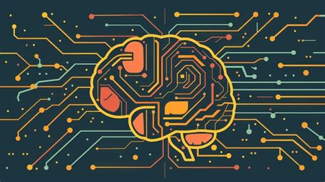 Illustration of a brain made from circuit board patterns symbolizing artificial intelligence and ...