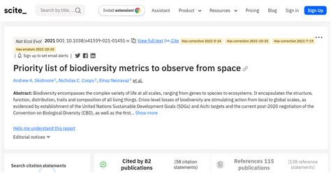 Priority List Of Biodiversity Metrics To Observe From Space Scite
