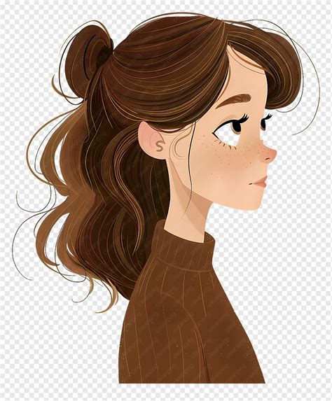 Cartoon Girl With Brown Hair