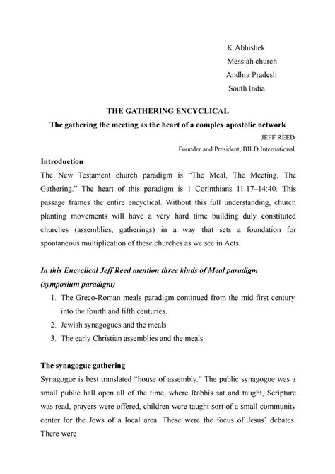 09 The Gathering Encyclical K Messiah Church Andhra Pradesh South