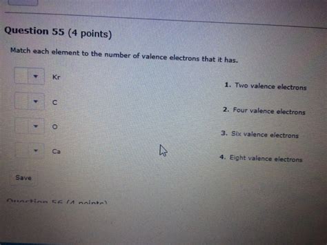 Solved Match Each Element To The Number Of Valence Electrons