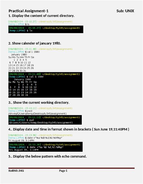 Unix Assignment 1 1 Display The Content Of Current Directory 0908