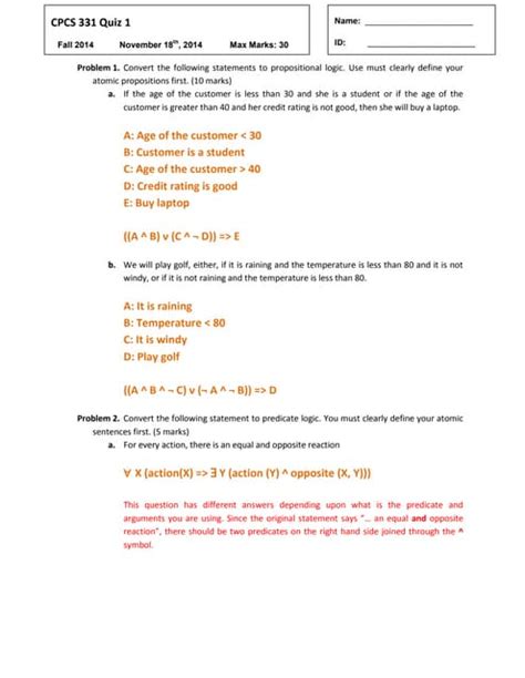 Cpcs 331 Quiz1solution Pdf