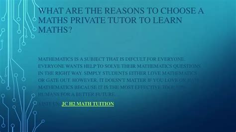 Ppt What Are The Reasons To Choose A Maths Private Tutor To Learn