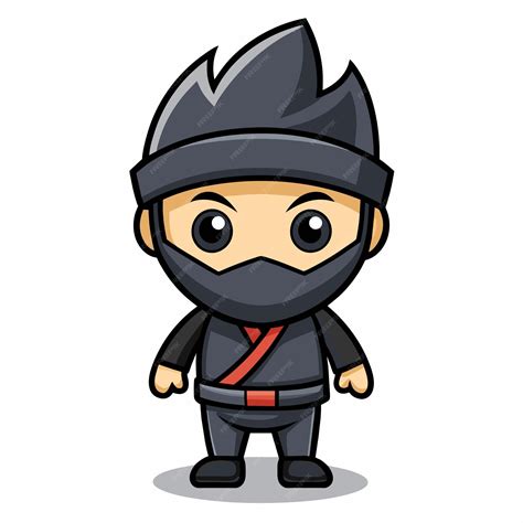 Premium Vector Chibi Ninja Girl Full Body Simple Black Outline