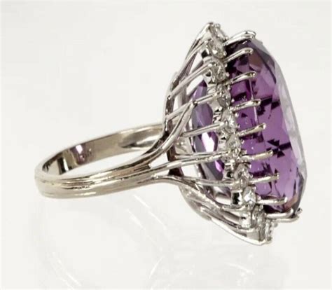 14k White Gold Amethyst And Diamond Ring For Sale At 1stdibs