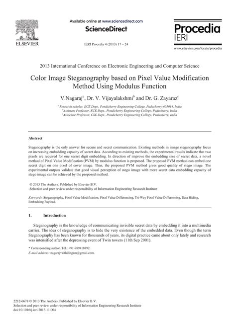 Pdf Sciencedirect Color Image Steganography Based On Pixel Value