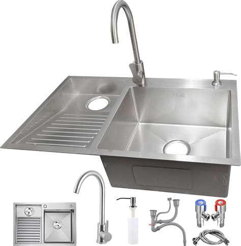 Dsmrleop Lavabos De Lavandería Lavabo De Acero Inoxidable Sus 304 Con