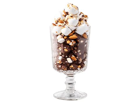 Ice Cream Scoop Of Rocky Road With Marshmallows And Almonds In A