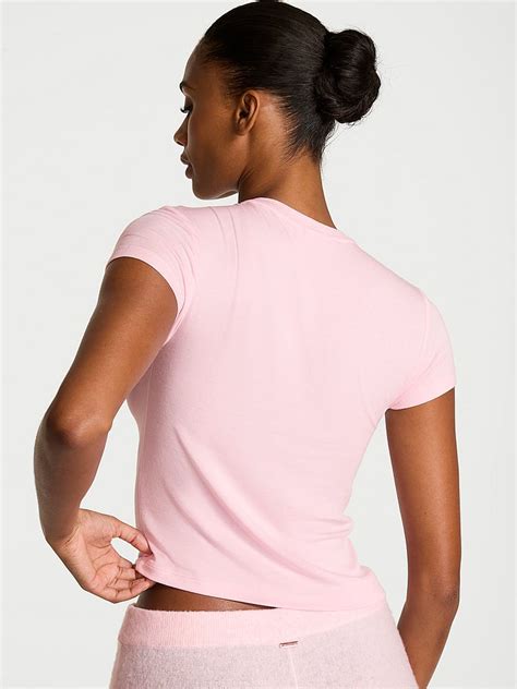 Pretty Blossom Pink Modal Rib Short Sleeve T Shirt Victorias Secret Uk
