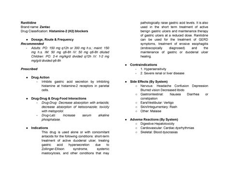 Ranitidine Drug Study Ranitidine Brand Name Zantac Drug