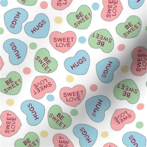 Simply Sweet Candy Hearts And Dots Retro Fabric Spoonflower Candy Hearts