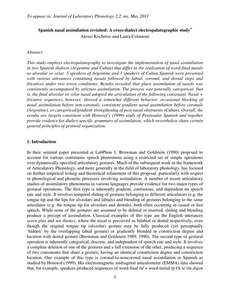 Pdf Spanish Nasal Assimilation Revisited A Cross Dialect