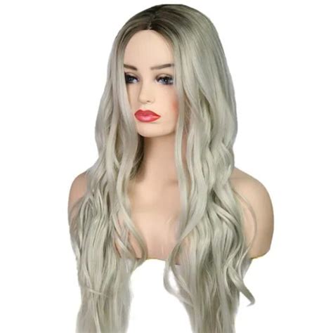 Long Wave Gradient Golden Synthetic Wig Handmade Crossdresser Wigs