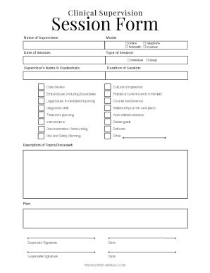 Fillable Online Fillable Clinical Supervision Session Form And Hours Log Fax Email Print PdfFiller