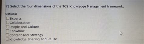 Solved Select The Four Dimensions Of The Tcs Knowledge