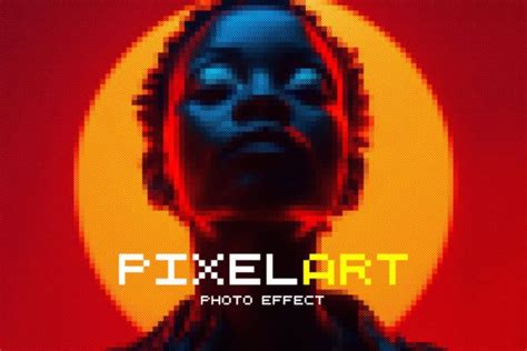 复古矩阵像素艺术照片效果ps特效滤镜样机 pixel art photo effect