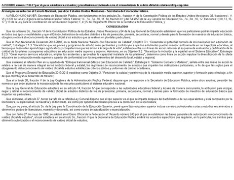 Acuerdo Sobre Trámites Para El Reconocimiento De Validez Oficial De