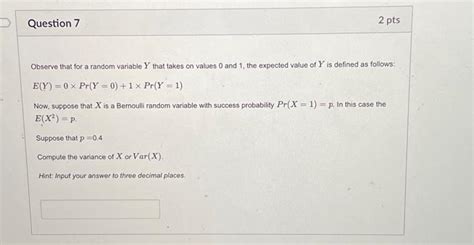 Solved Observe That For A Random Variable Y That Takes On