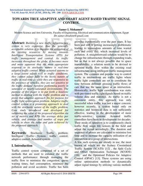 PDF TOWARDS TRUE ADAPTIVE AND SMART AGENT BASED TRAFFIC SIGNAL CONTROL
