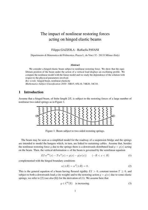 Pdf The Impact Of Nonlinear Restoring Forces Acting On Hinged Elastic