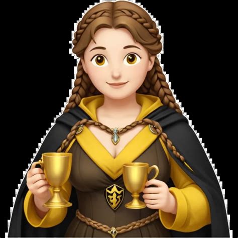Helga Hufflepuff Brown Haired 2 Thick Brown Braids Yellow Black