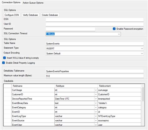 Write To Database Winsyslog 180 Documentation