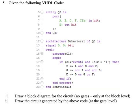 solved 5 given the following vhdl code co joon d