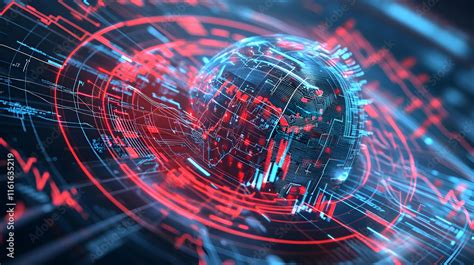 Global Network Data Visualization A Futuristic Interface Displays Worldwide Connections And