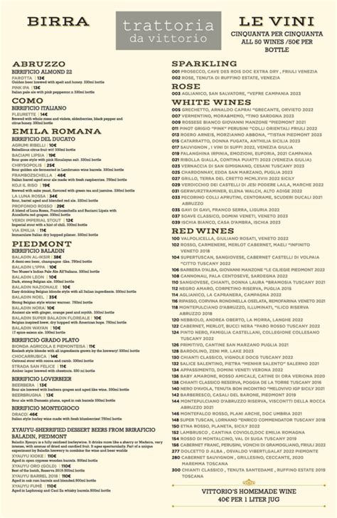 Menus Trattoria Da Vittorio