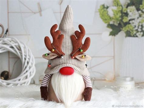 Новогодний гном олень Рудольф в интернет магазине на Ярмарке Мастеров